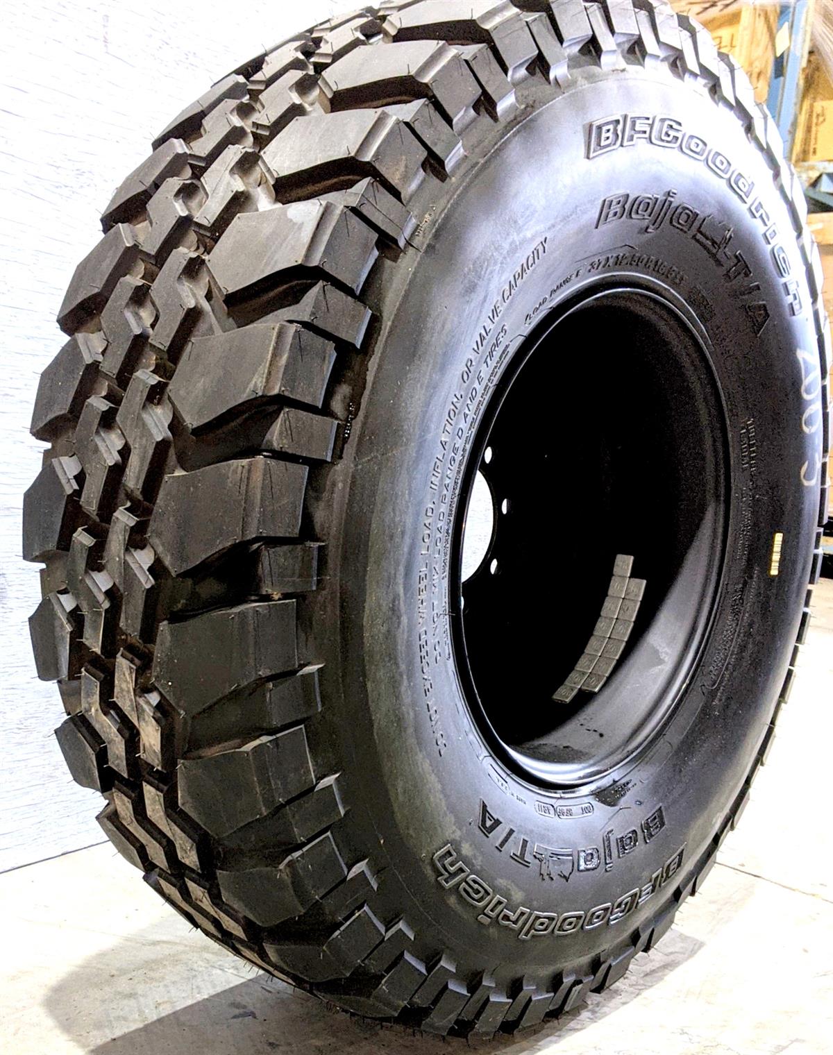 BF Goodrich Baja T/A 37X12.50R16.5LT Radial Tire Mounted on 24 Bolt Rim 100% Tread HMMWV
